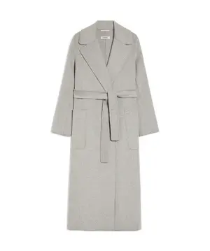 Max Mara Belted Long-sleeved Coat - Medium Gray