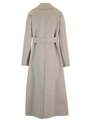 Max Mara Paola Belted Long-sleeved Coat - Medium Grey