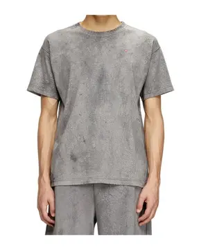DIESEL® D-logo Embroidered Crewneck T-shirt - Grey