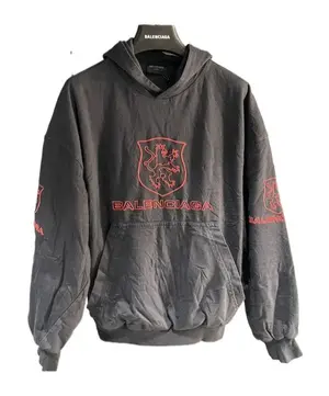 Balenciaga Embroidered Logo Hoodie - Black