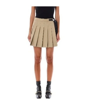 Dior Christian Pleated Wrap Mini Skirt - Beige