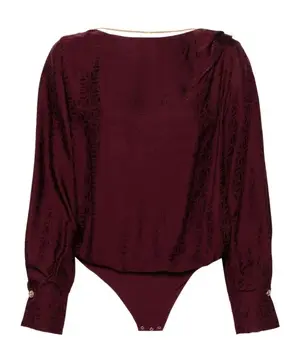 Elisabetta Franchi Jacquard Satin Bodysuit-style Blouse