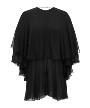 Saint Laurent Saint Laurent Ruffled Backless Jumpsuit With Cape Effect Black