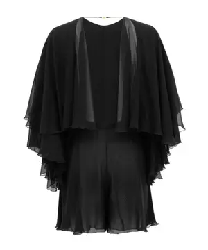 Saint Laurent Ruffled Backless Jumpsuit With Cape Effect - Black