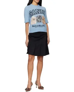 GANNI Animal Intarsia Short Sleeve Jumper