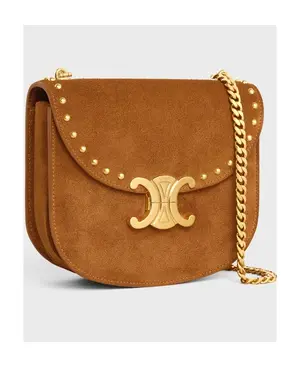 Celine Chain Besace Cléa In Suede Calfskin With Studs