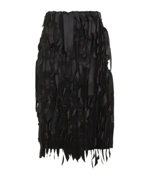 Prada Ribbon Embellished Asymmetric Hem Skirt - Black