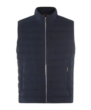 MOORER Quilted Stand Collar Vest - Black