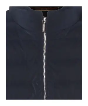 MOORER Quilted Stand Collar Vest - Black