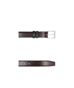 Hogan Square Buckle Leather Belt - Black