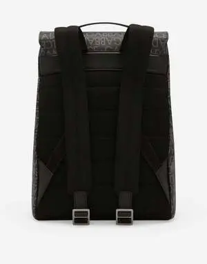 Dolce & Gabbana Coated Jacquard Backpack With Monogram - Black