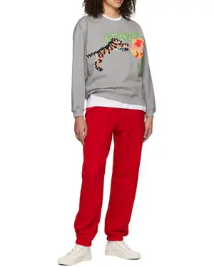 Kenzo Pixelated Tiger And Logo Crewneck Sweatshirt