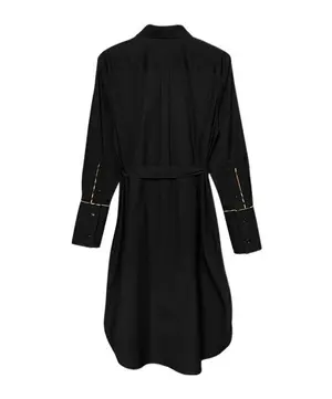 Burberry Check Trim Stretch Cotton Shirt Dress