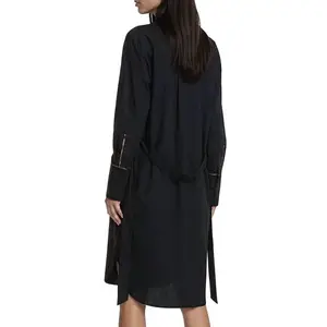 Burberry Check Trim Stretch Cotton Shirt Dress
