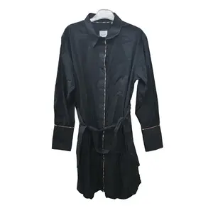 Burberry Check Trim Stretch Cotton Shirt Dress