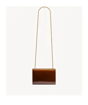 Saint Laurent Kate Foldover Top Small Shoulder Bag - Chataigne