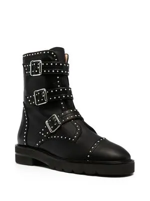 STUART WEITZMAN Jesse Lift Studded Buckled Boots