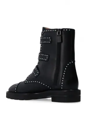 STUART WEITZMAN Jesse Lift Studded Buckled Boots