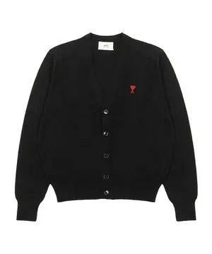 Ami De Coeur Embroidered V-neck Cardigan - Black