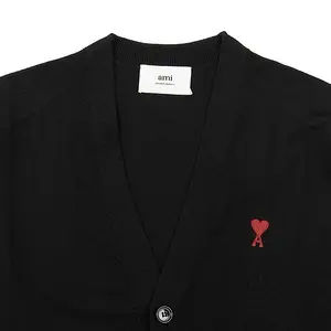 Ami De Coeur Embroidered V-neck Cardigan - Black