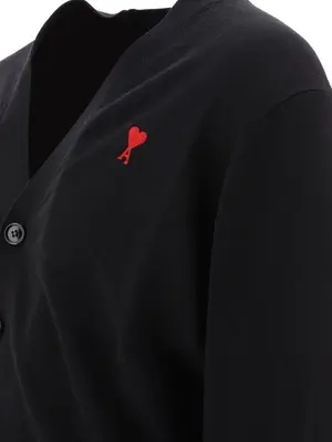 AMI Paris De Coeur Embroidered V-neck Cardigan