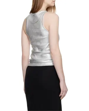 Rabanne Ribbed Asymmetric Hem Top - Multicolor
