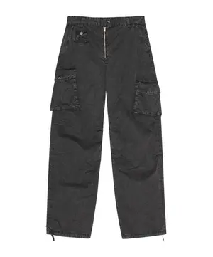 GANNI Cargo Drawstring Trousers - Phantom Black