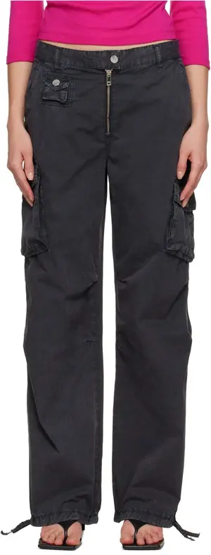 GANNI Cargo Drawstring Trousers - Phantom Black