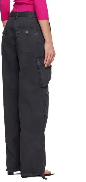 GANNI Cargo Drawstring Trousers - Phantom Black