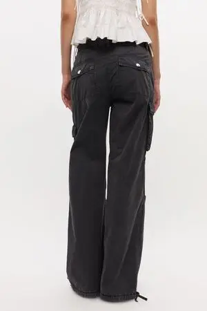 GANNI Cargo Drawstring Trousers - Phantom Black