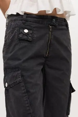 GANNI Cargo Drawstring Trousers - Phantom Black