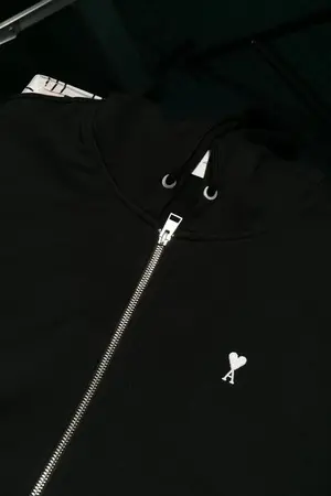AMI Paris Zip-up Hoodie With De Coeur Embroidery - No