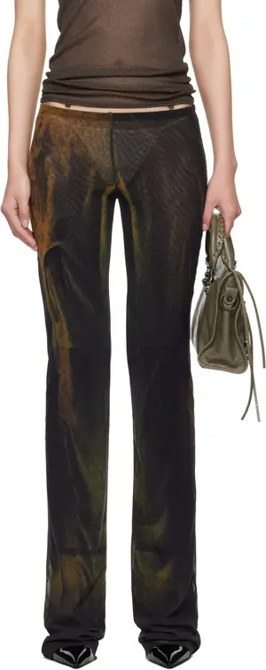 JEAN PAUL GAULTIER Graphic Print Mesh Trousers - Black