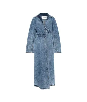 Alaïa Spiral Denim Trench Coat - Blue