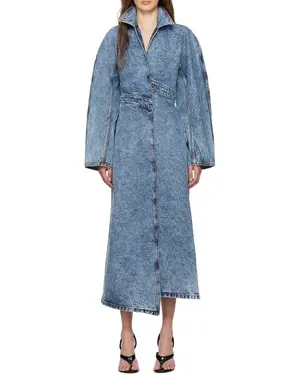 Alaïa Spiral Denim Trench Coat - Blue