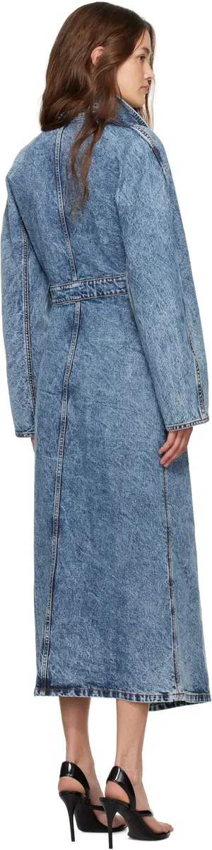 Alaïa Spiral Denim Trench Coat - Blue