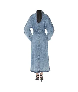 Alaïa Spiral Denim Trench Coat - Blue