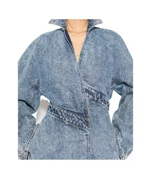 Alaïa Spiral Denim Trench Coat - Blue