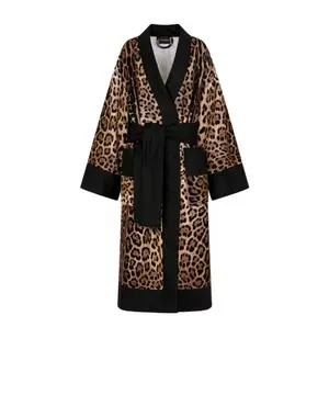 Dolce & Gabbana Dolce Gabbana Leopard Printed Bath Robe - Black