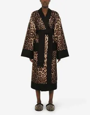 Dolce & Gabbana Dolce Gabbana Leopard Printed Bath Robe - Black
