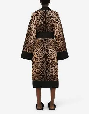 Dolce & Gabbana Dolce Gabbana Leopard Printed Bath Robe - Black