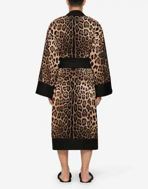 Dolce & Gabbana Dolce Gabbana Leopard Printed Bath Robe - Black