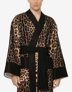 Dolce & Gabbana Dolce Gabbana Leopard Printed Bath Robe - Black