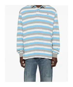 ERL Striped Long Sleeve Polo Knitted Top