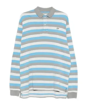ERL Striped Long Sleeve Polo Knitted Top - Blue