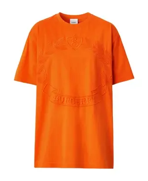 Burberry Embroidered Logo Crewneck T-shirt - Orange