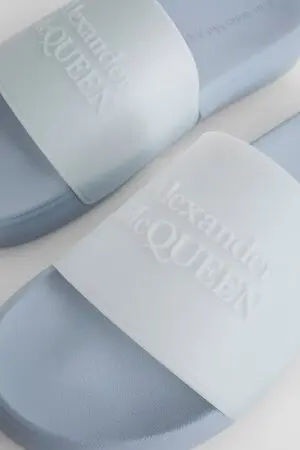 Alexander McQueen Logo Embossed Flat Slides - Blue