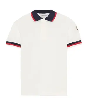 Moncler Tricolor Trim Short Sleeve Polo - White