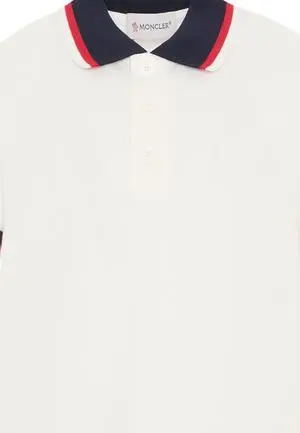 Moncler Tricolor Trim Short Sleeve Polo - White