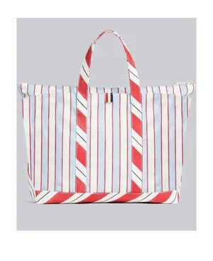 Thom Browne Medium Striped Tote Bag - White